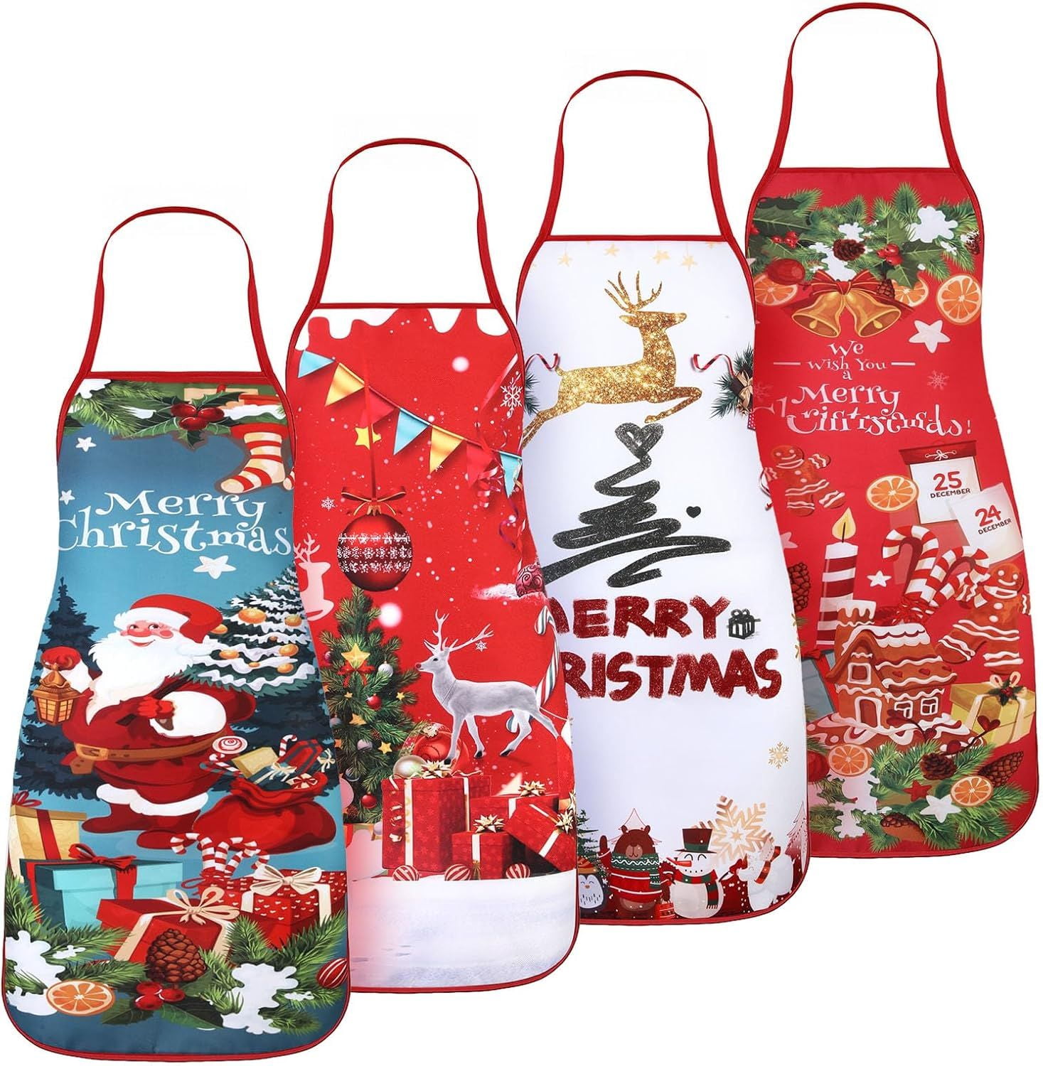 Christmas Aprons for Women Men Kitchen Cooking Chef Aprons Waterproof ...