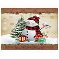 Christmas Area Rug 4x6ft Xmas Snowman Pine Tree Snowflakes Wood Grain ...