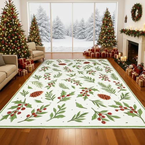 Christmas Area Rug 5' x 7' Washable Rugs for Living Room Decorative ...