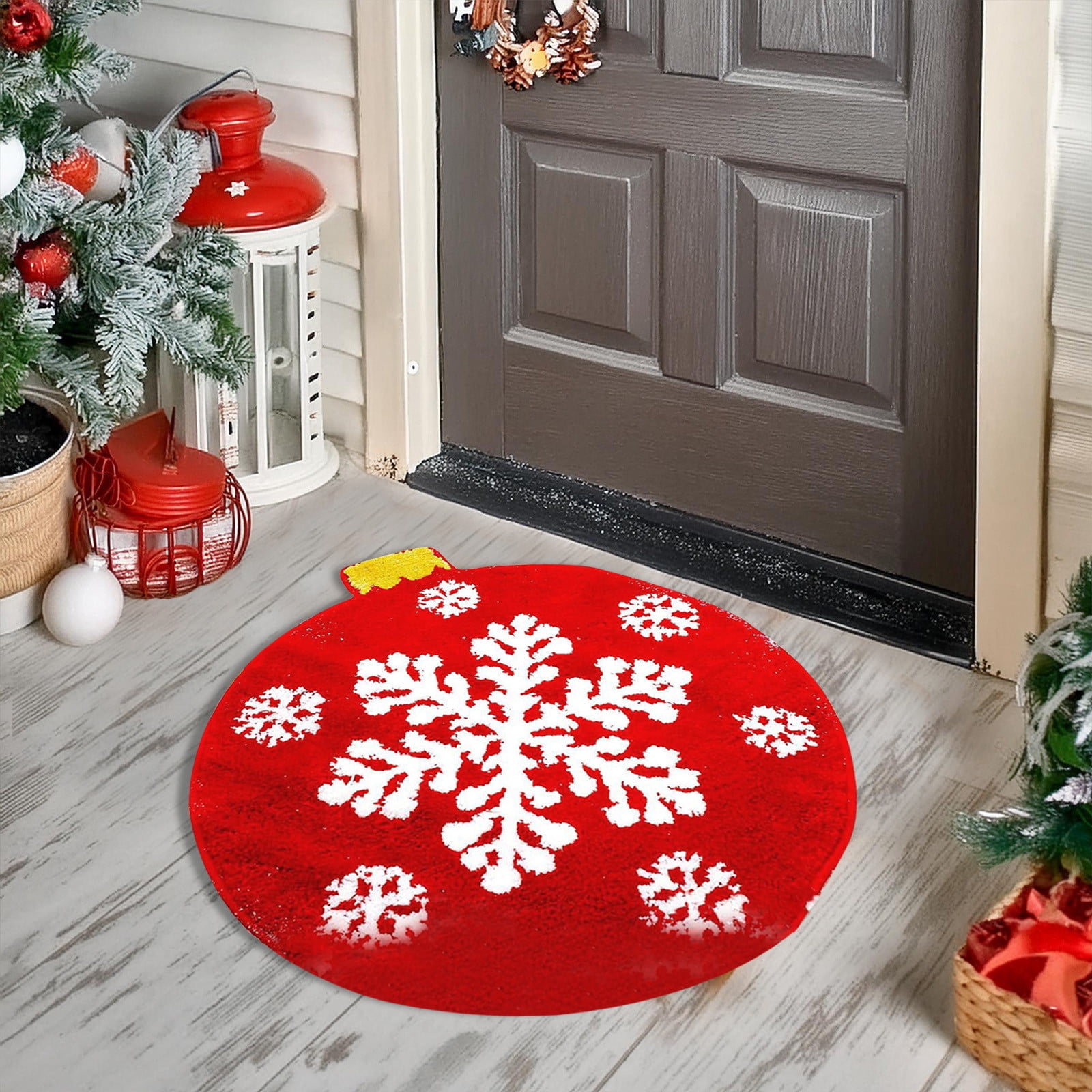 Christmas Area Rug Christmas Round Rug Non-Slip Snowflake Rug Machine ...