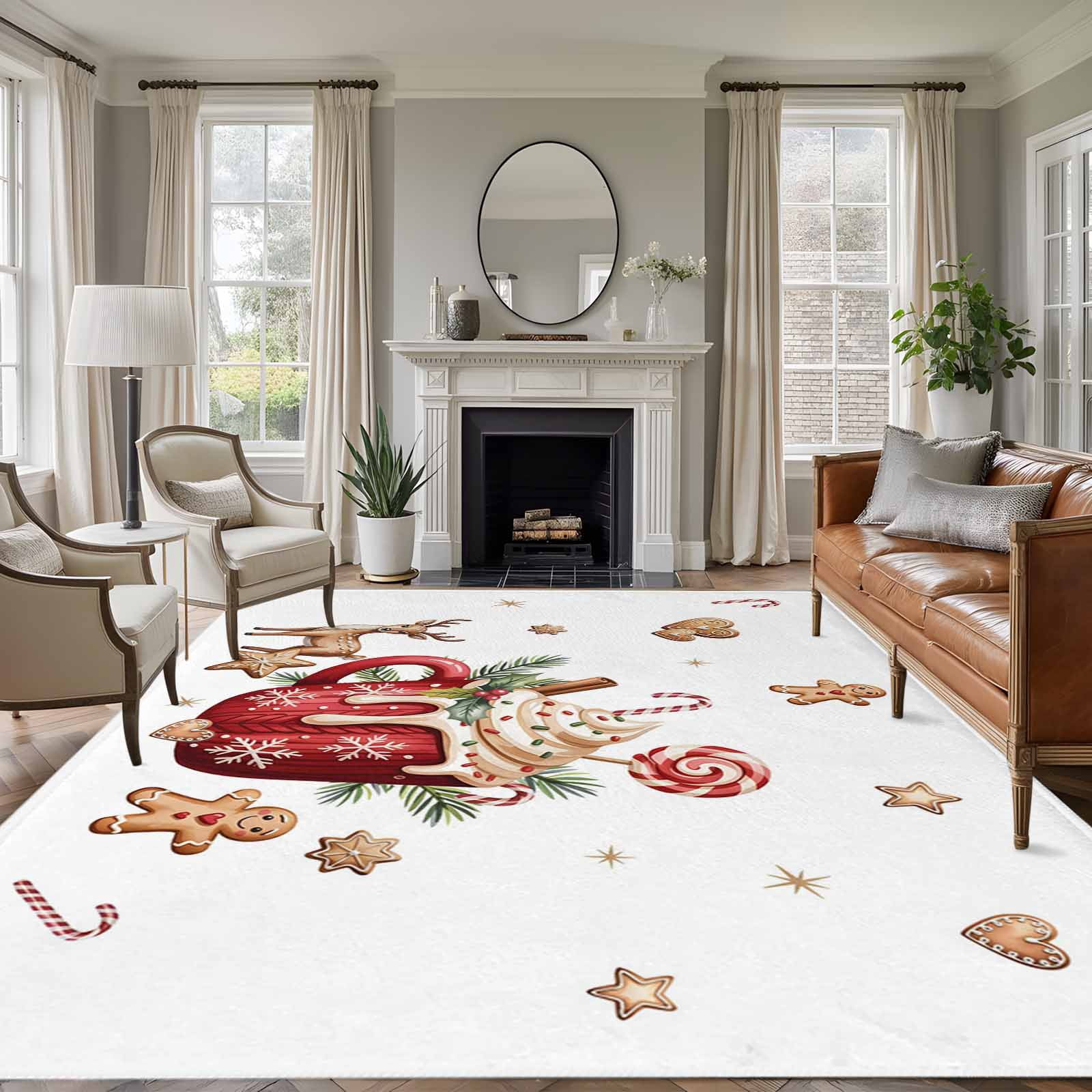 Christmas Area Rugs 5'x7', Washable Small Throw Rugs for Laundry Room ...