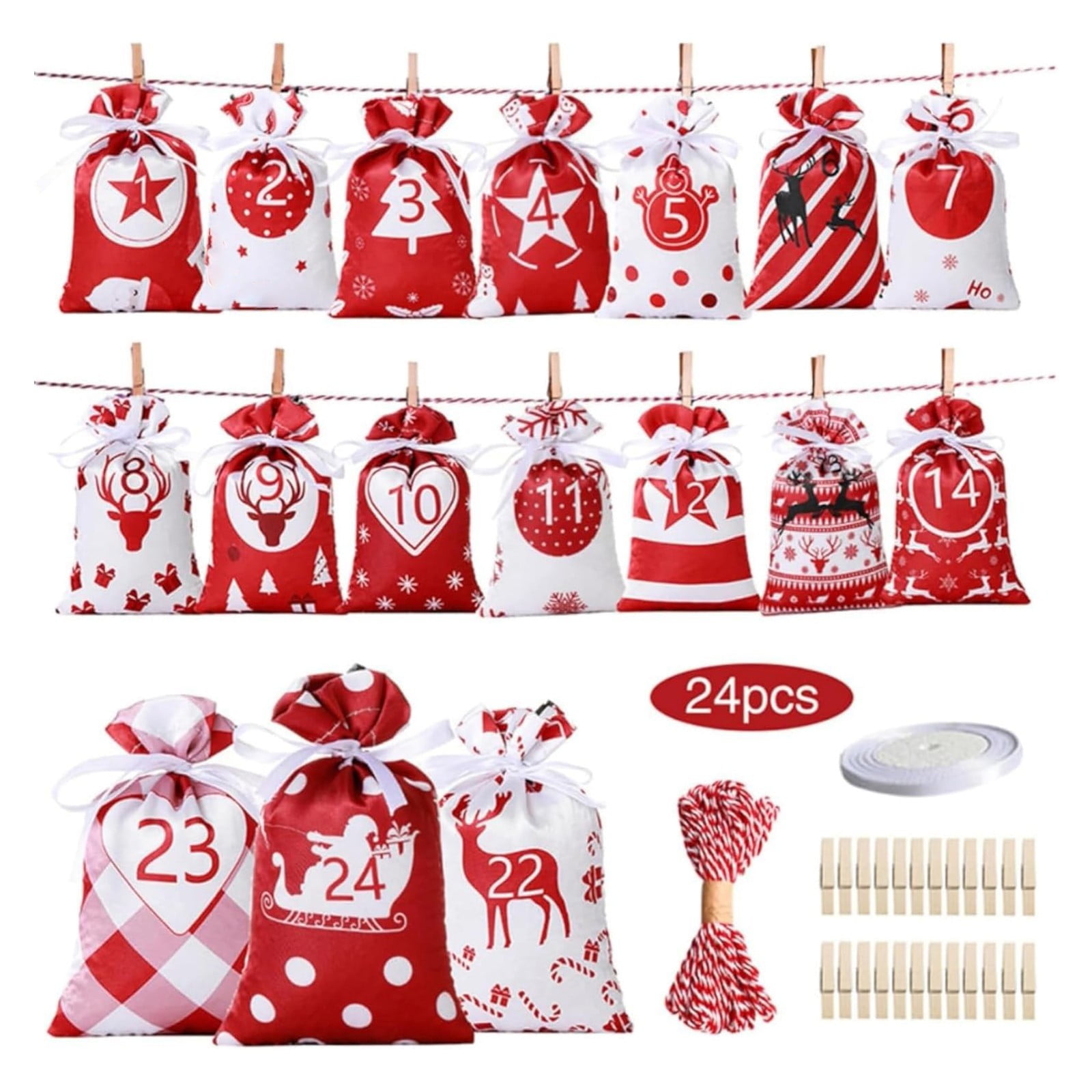 Christmas Arrival Calendar Gift Bag Reusable Polyester Bagsbolsas ...