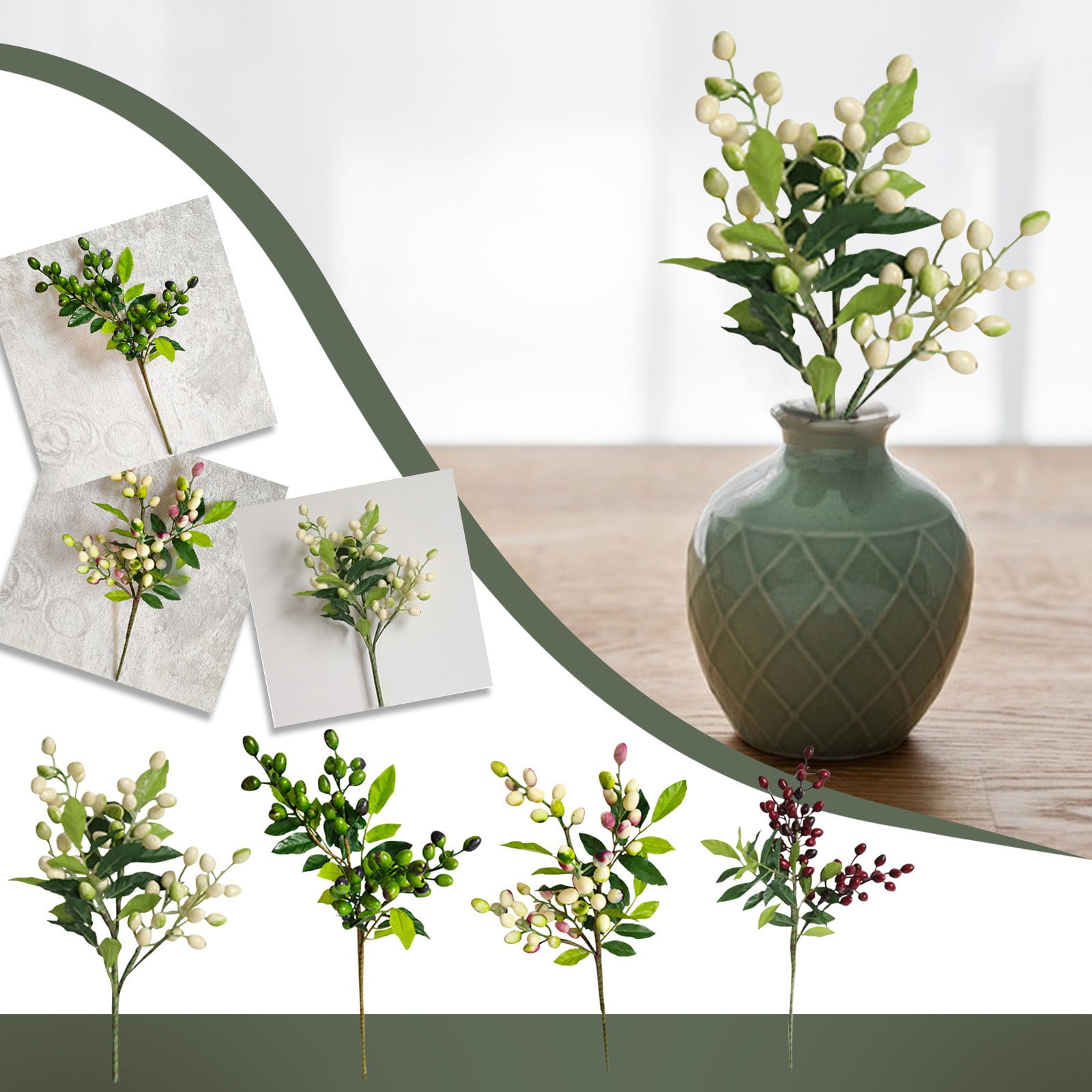 Christmas Artificial Berry Stems Assorted Mixed Color, Fake Berries ...