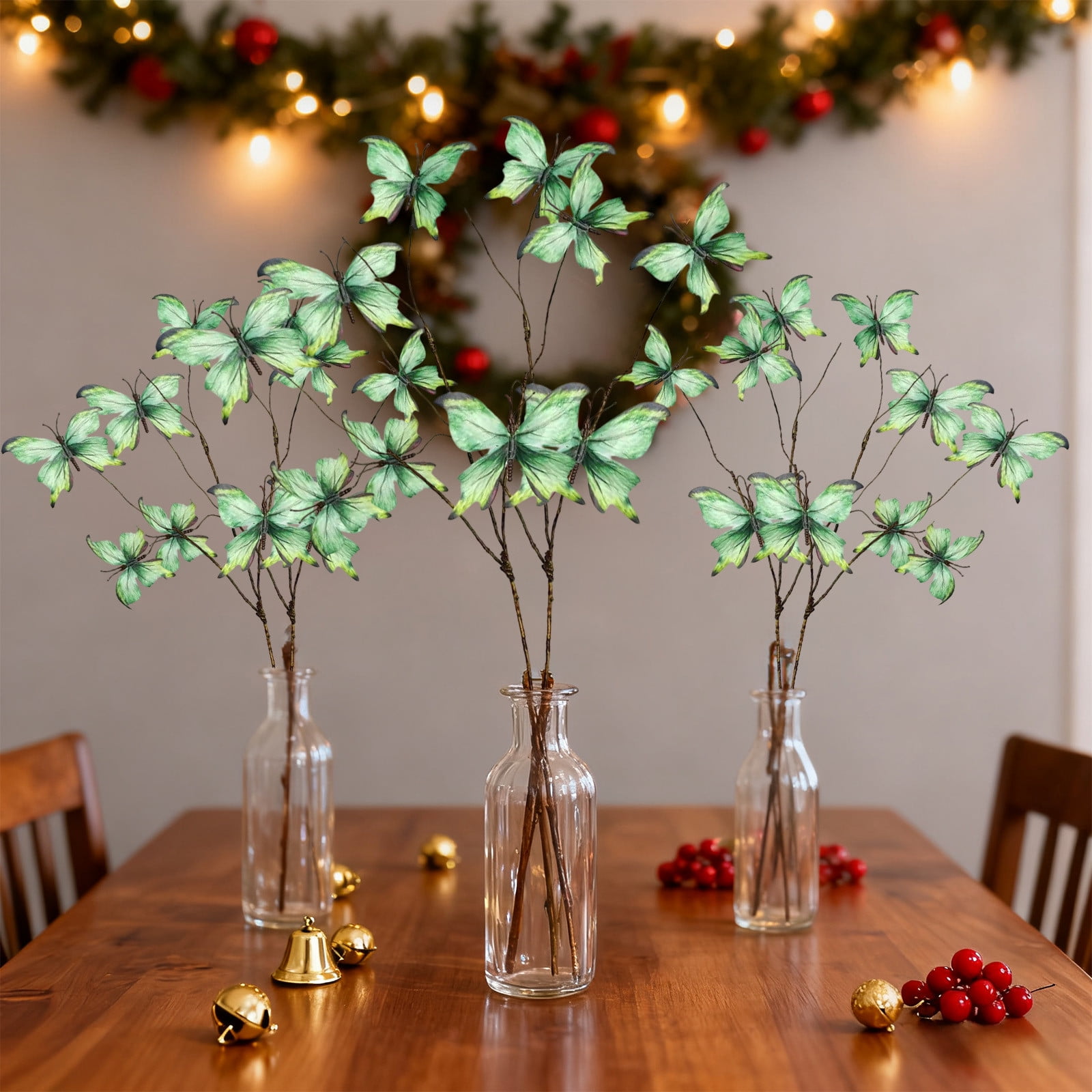 Christmas Artificial Dead Branch with Butterflies & Flowers, 27.55 ...