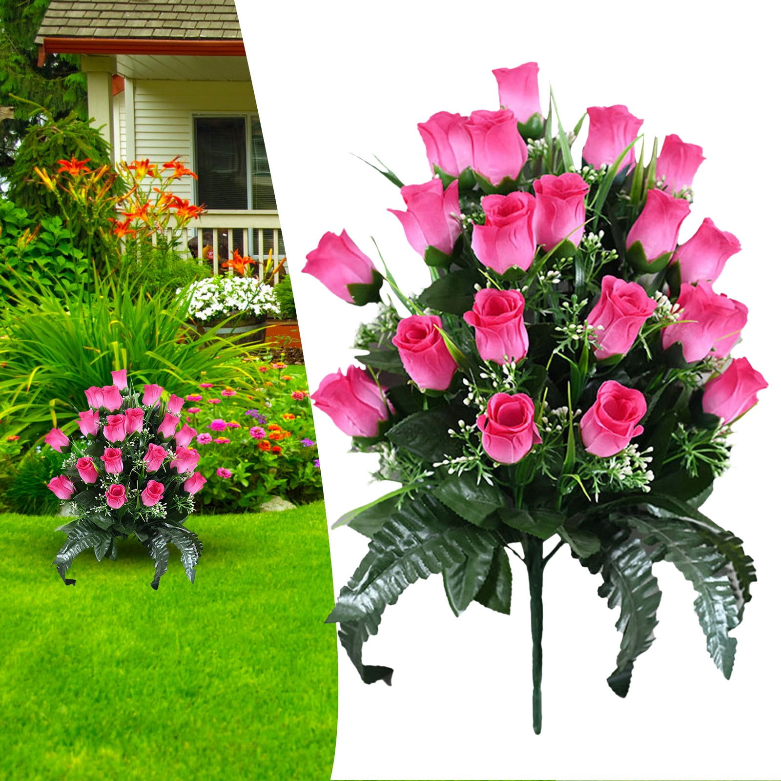 Christmas Artificial Flowers Rose Bouquets For Cemetery Decoration ...