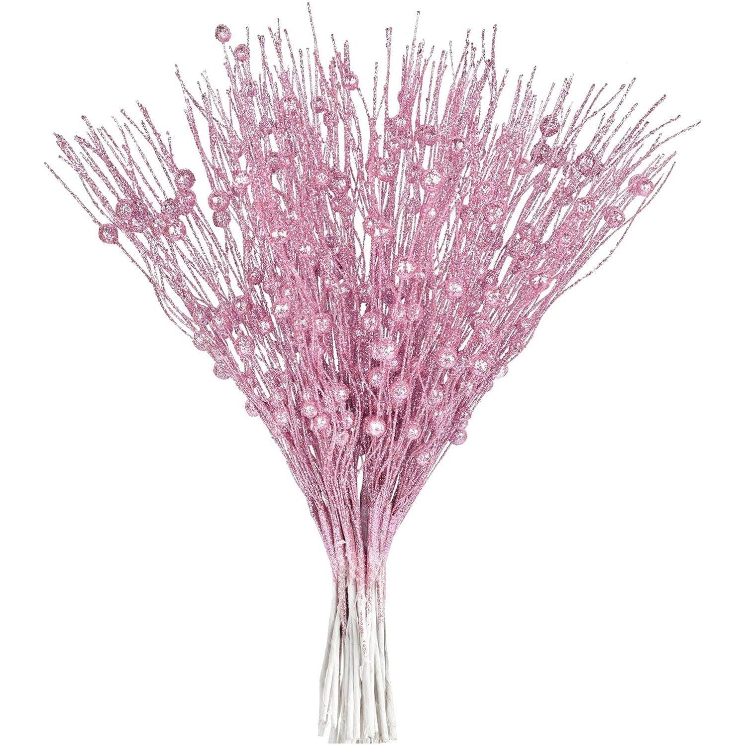 Christmas Artificial Glitter Berry Stem Decorative Bead Sticks Xmas ...