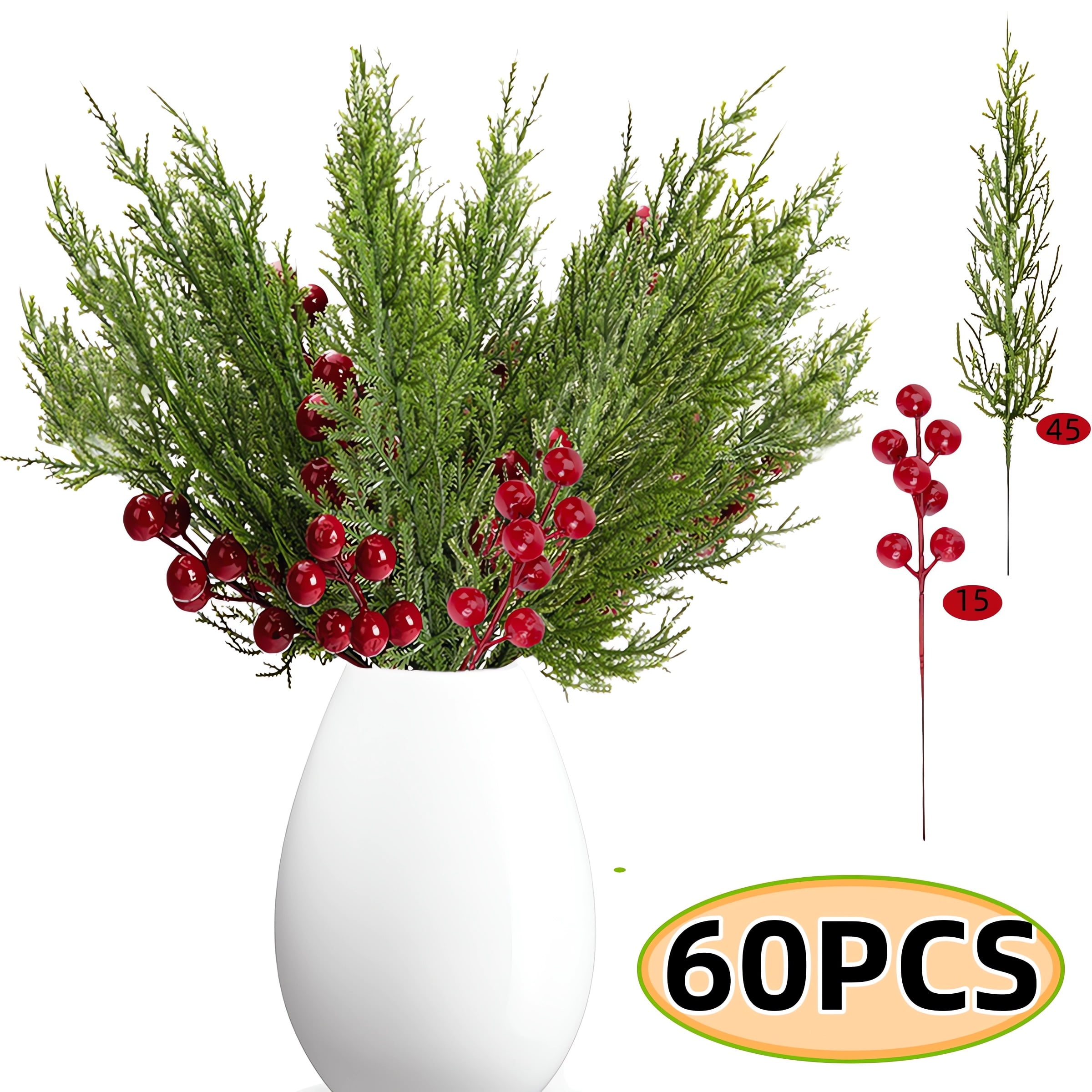 Christmas Picks Floral Picks Christmas Greenery Pine Branches with Red ...