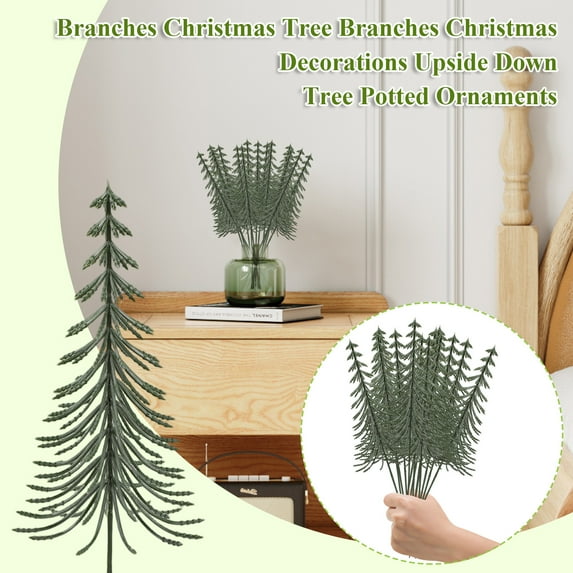 Christmas Artificial Plants,24pcs 11.8'' Mini Christmas Tree Double ...