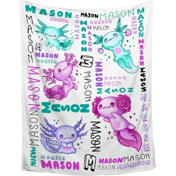 Christmas Axolotl Throw Blanket,Christmas Axolotl Blanket Gifts, Ultra Soft Lightweight Flannel ...