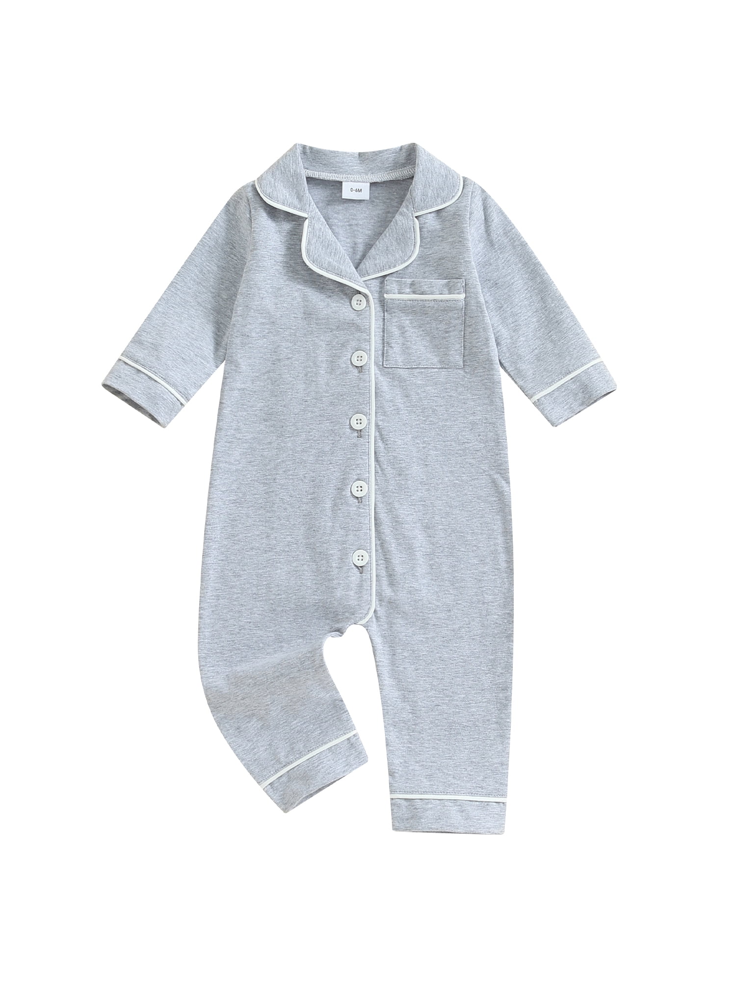 Christmas Baby Boys Girls Rompers Pajamas Patchwork Turn-Down Collar ...