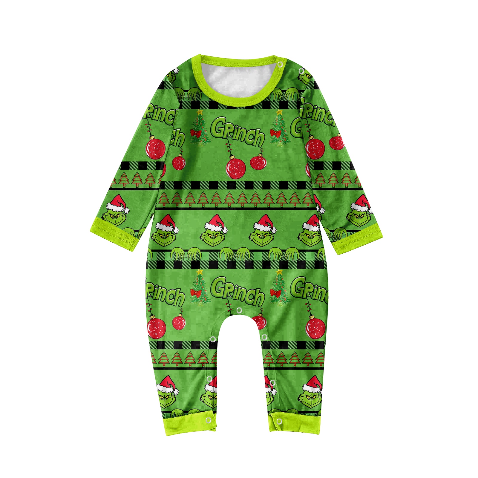 Christmas Baby Outfit Grin-ch Themed All-Over Print Green Jumpsuit with ...