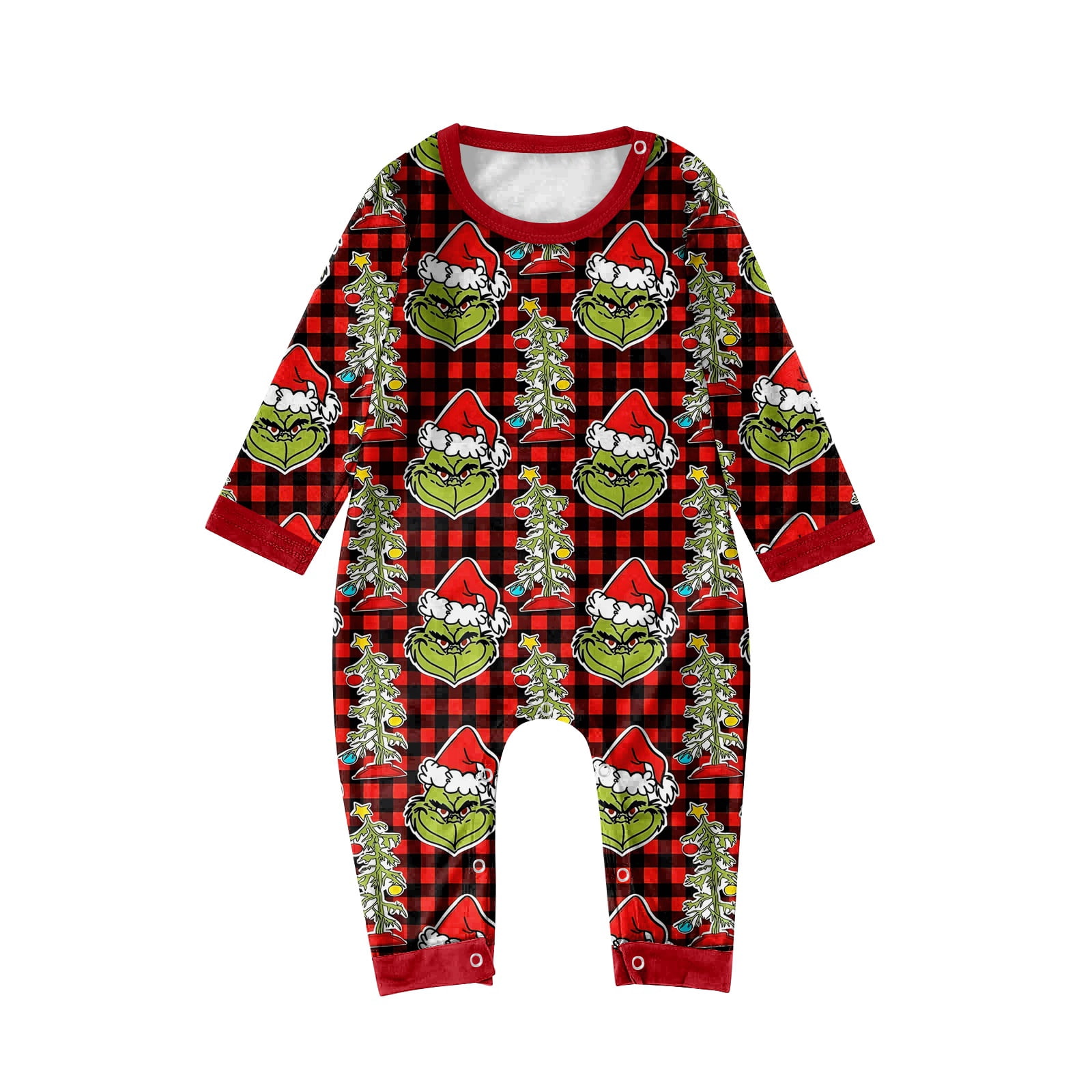 Christmas Baby Romper Grin-ch Themed Red Black Plaid Pattern Santa Hat ...