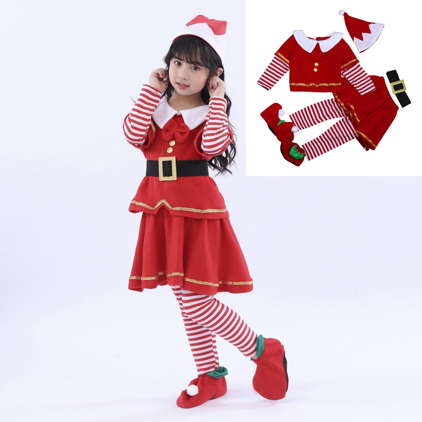 Christmas Baby Santa Claus Outfit Top and Pants Set with Santa Hat ...