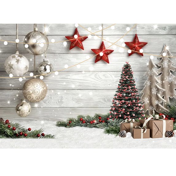 Christmas Backdrop Christmas Tree Window Fireplace Stockings Baby ...