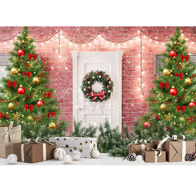 Christmas Backdrop Christmas Tree Window Fireplace Stockings Baby ...