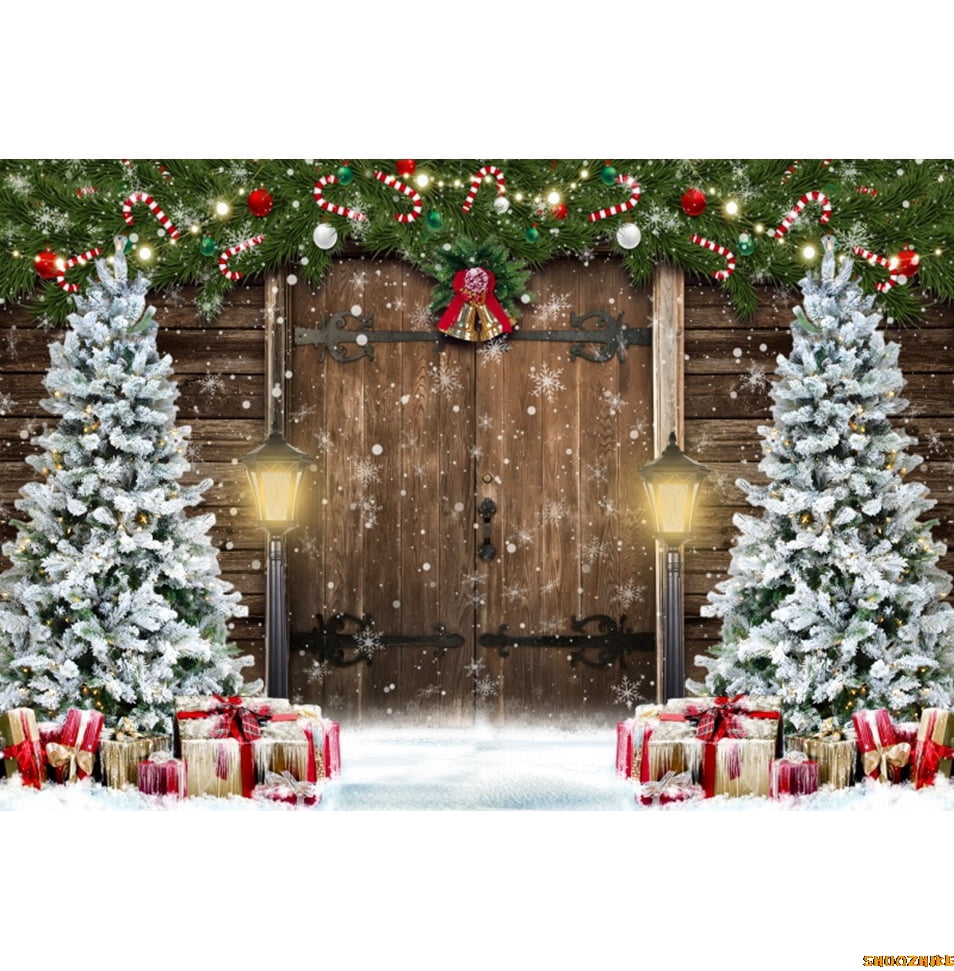 Christmas Backdrop Fireplace Xmas Tree Gifts Toys Santa Window Baby ...
