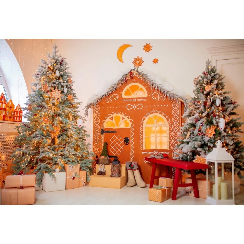 Christmas Backdrop For Photography Glitter Lights Stars Wreath Pine ...