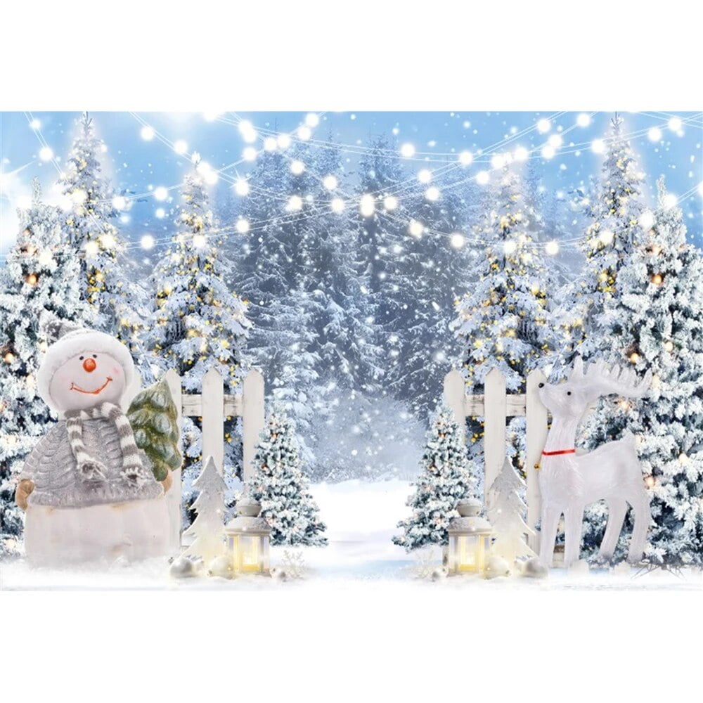 Christmas Backdrop For Photography Glitter Lights Stars Wreath Pine ...