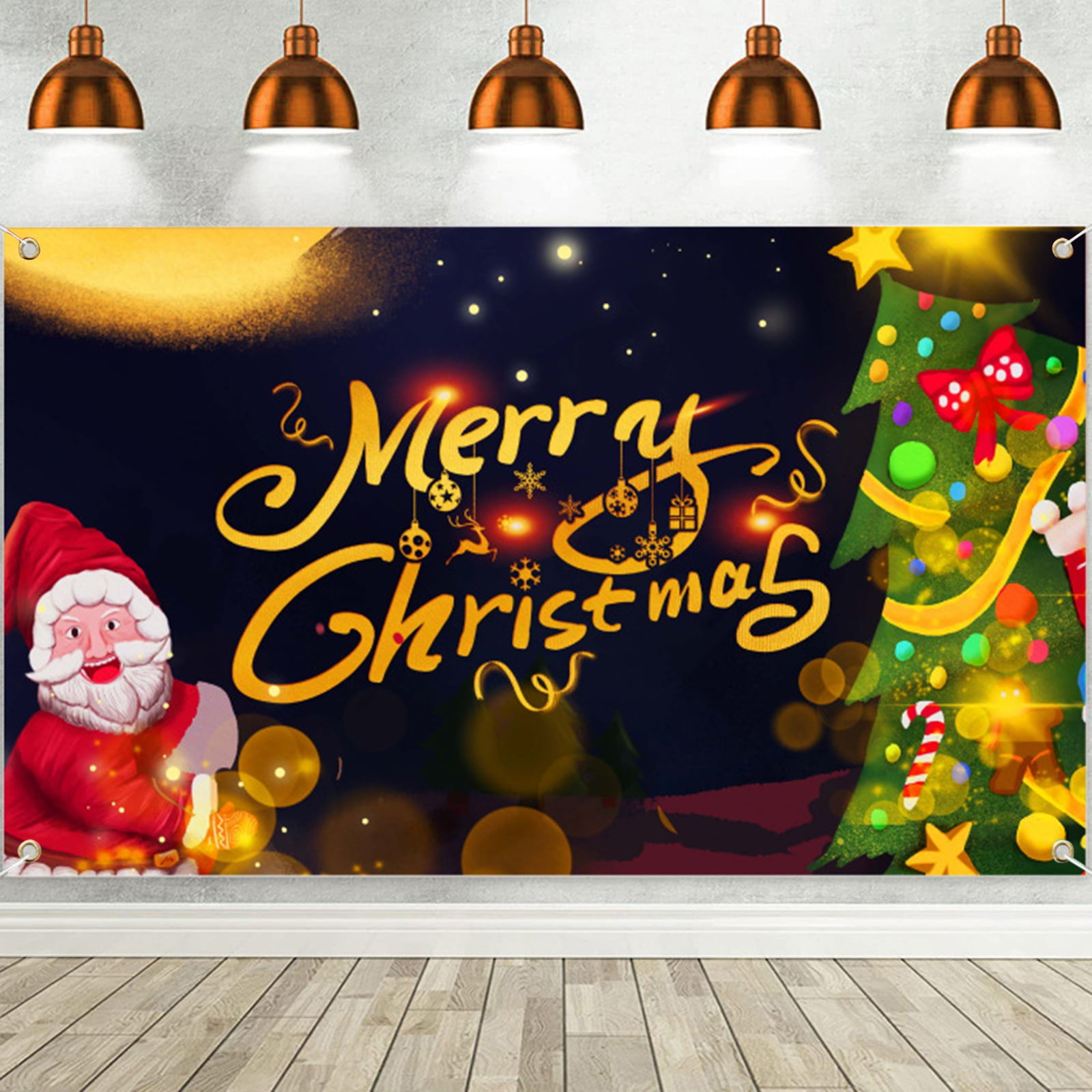 Christmas Backdrop Merry Christmas Backdrops for Photography Gold Xmas ...