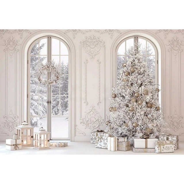 Christmas Backdrop Photography Background Winter Snowy Windows Xmas