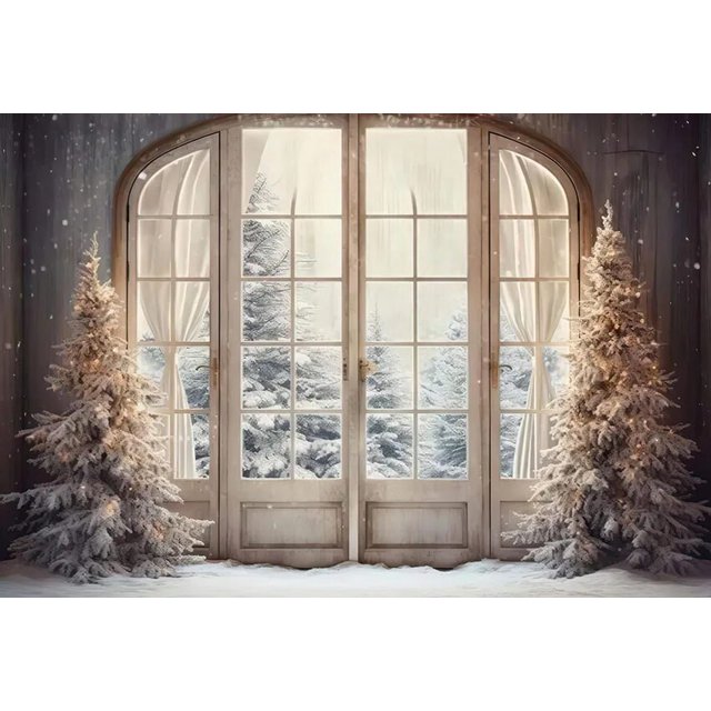 Christmas Backdrop Photography Background Winter Snowy Windows Xmas