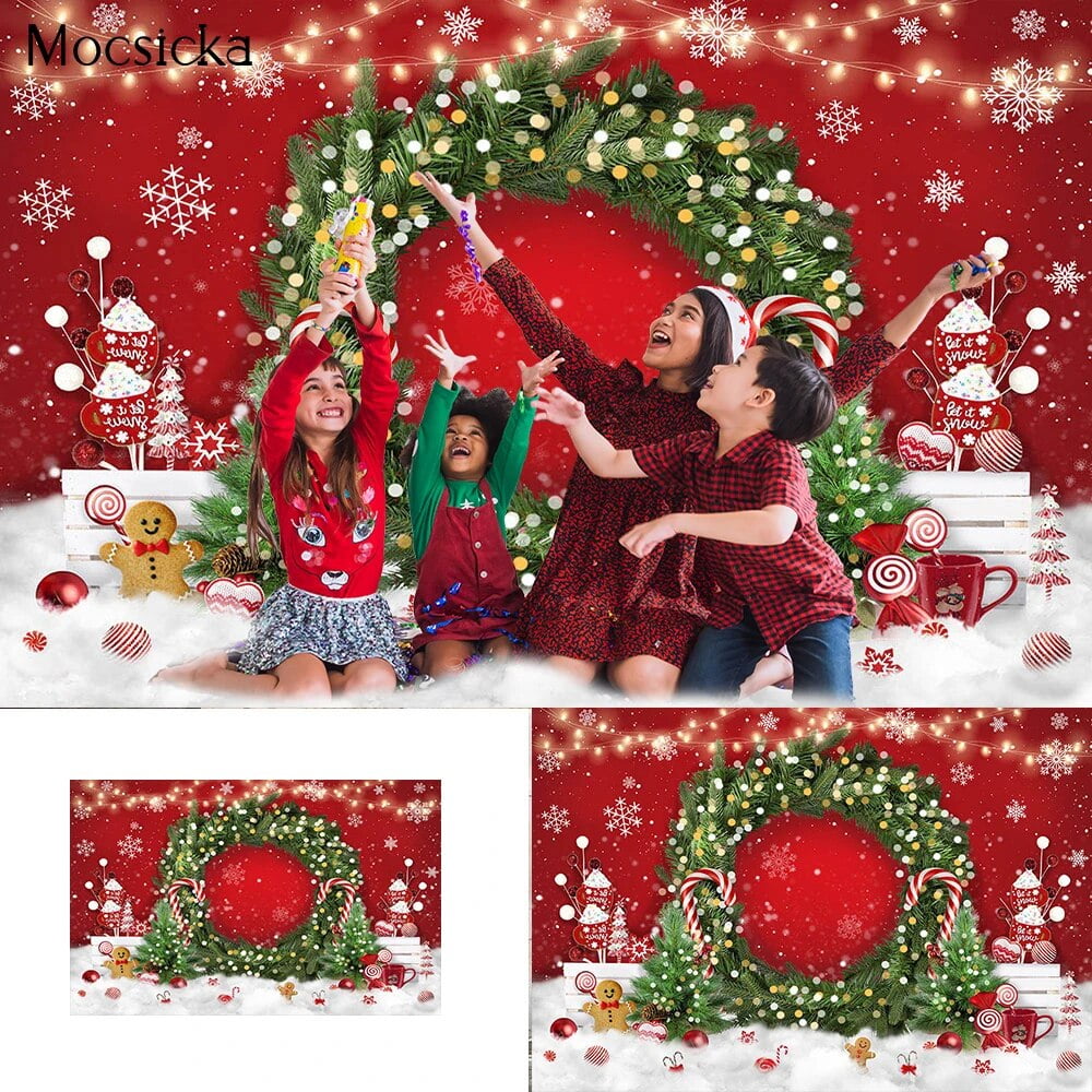 Christmas Backdrop Photography Candy Canes Red Wall Photoshoot Xmas ...