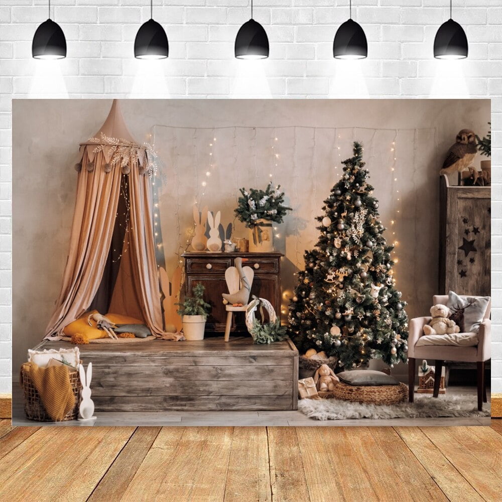Christmas Backdrop Room Tent Wood Floor Room Newborn Baby Vinyl ...