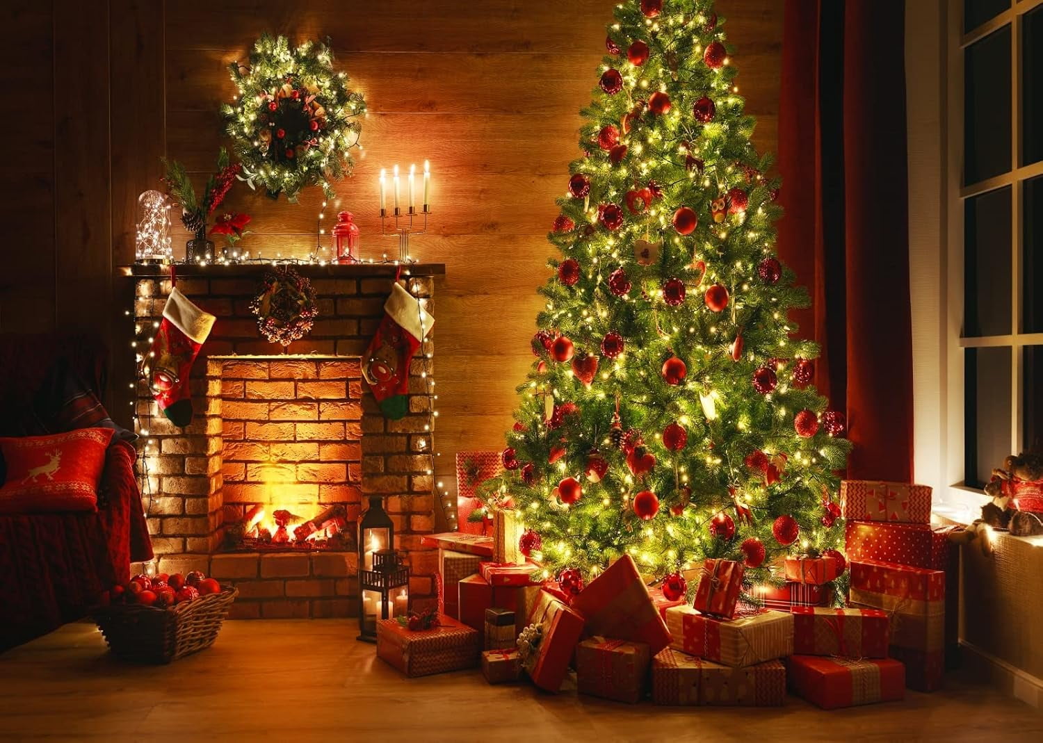Christmas Backdrop Christmas Tree Backdrops Fireplace Photography ...