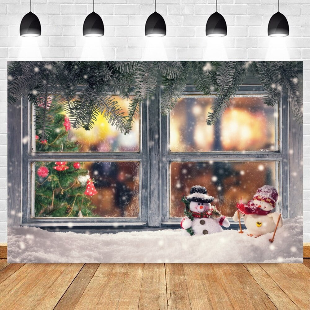 Christmas Backdrop Window Winter Snow Branches Newborn Baby Vinyl ...
