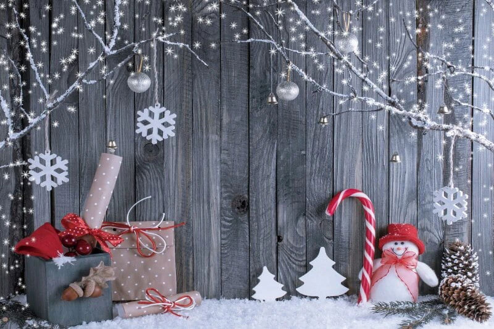 Christmas Backdrop Winter Snowscape Merry Xmas Tree Fireplace Garland ...