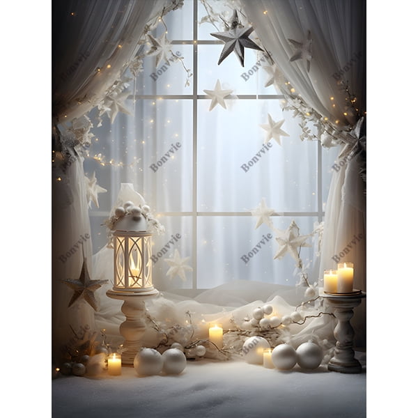 Christmas Backdrop Winter Xmas Tree Santa Claus Wood Board Fireplace ...