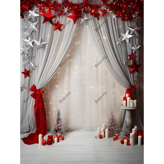 Christmas Backdrop Winter Xmas Tree Santa Claus Wood Board Fireplace ...