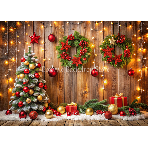 Christmas Backdrop Xmas Tree Fireplace Gift Window Family Baby Portrait ...
