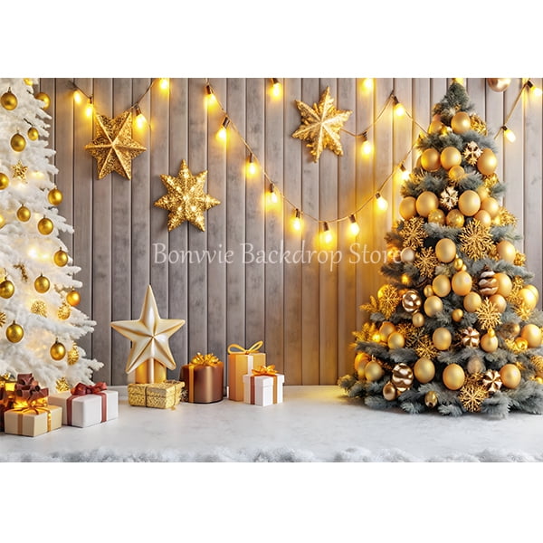 Christmas Backdrop Xmas Tree Fireplace Gift Window Family Baby Portrait ...