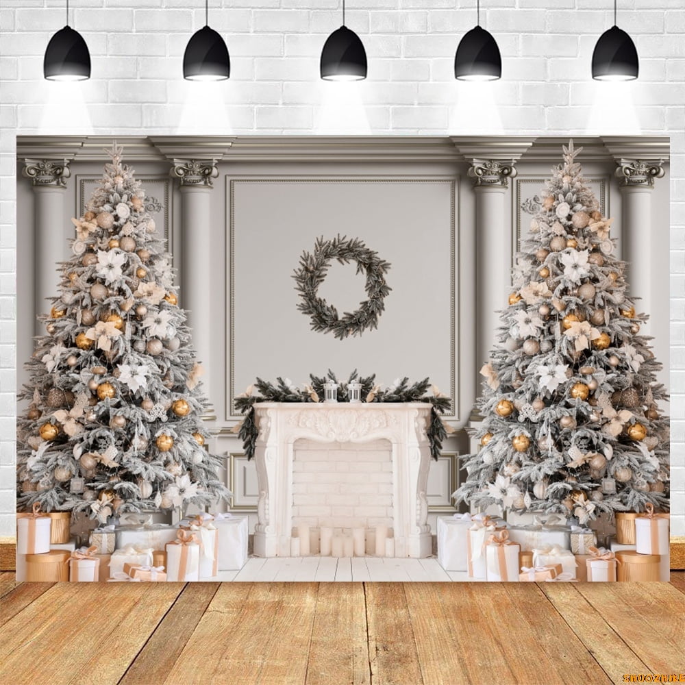 Christmas Backdrop for Photography Interior Xmas Winter Fireplace ...
