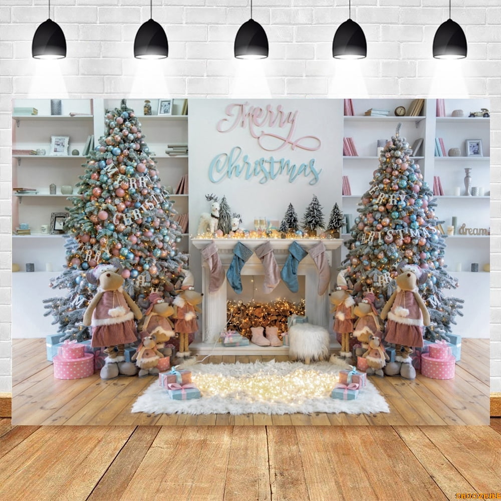 Christmas Backdrop for Photography Interior Xmas Winter Fireplace ...