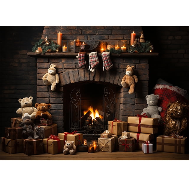 Christmas Backdrop for Photography Winter Window Gift Fireplace Kids ...