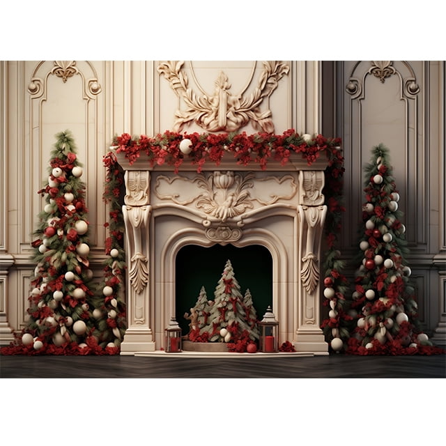 Christmas Backdrop for Photography Winter Window Gift Fireplace Kids ...