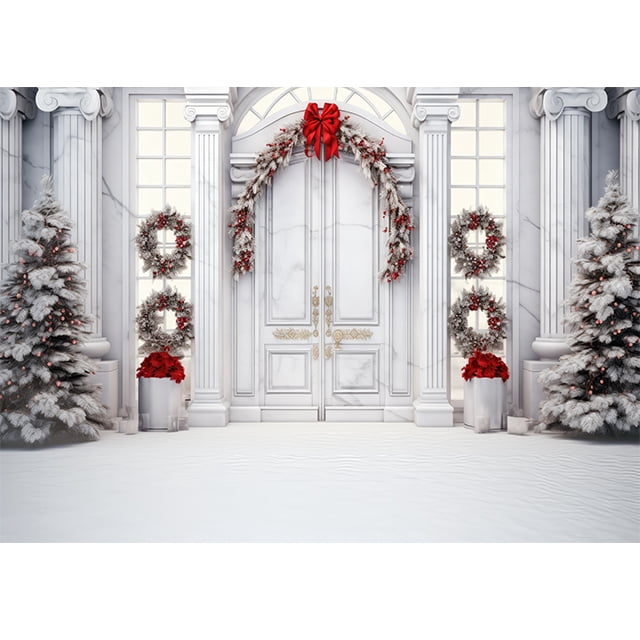 Christmas Backdrop for Photography Xmas Tree Winter Snowman Window ...