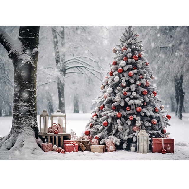 Christmas Backdrop for Photography Xmas Tree Winter Snowman Window Fireplace Kid Family Portrait ...