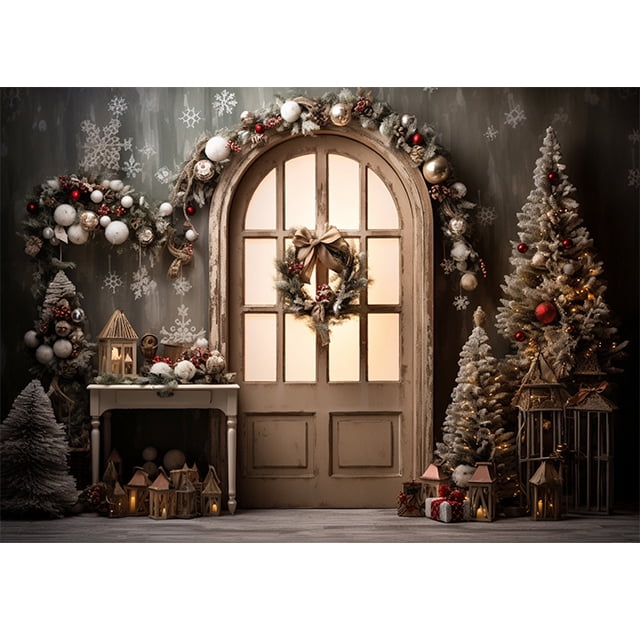 Christmas Backdrop for Photography Xmas Tree Winter Snowman Window ...