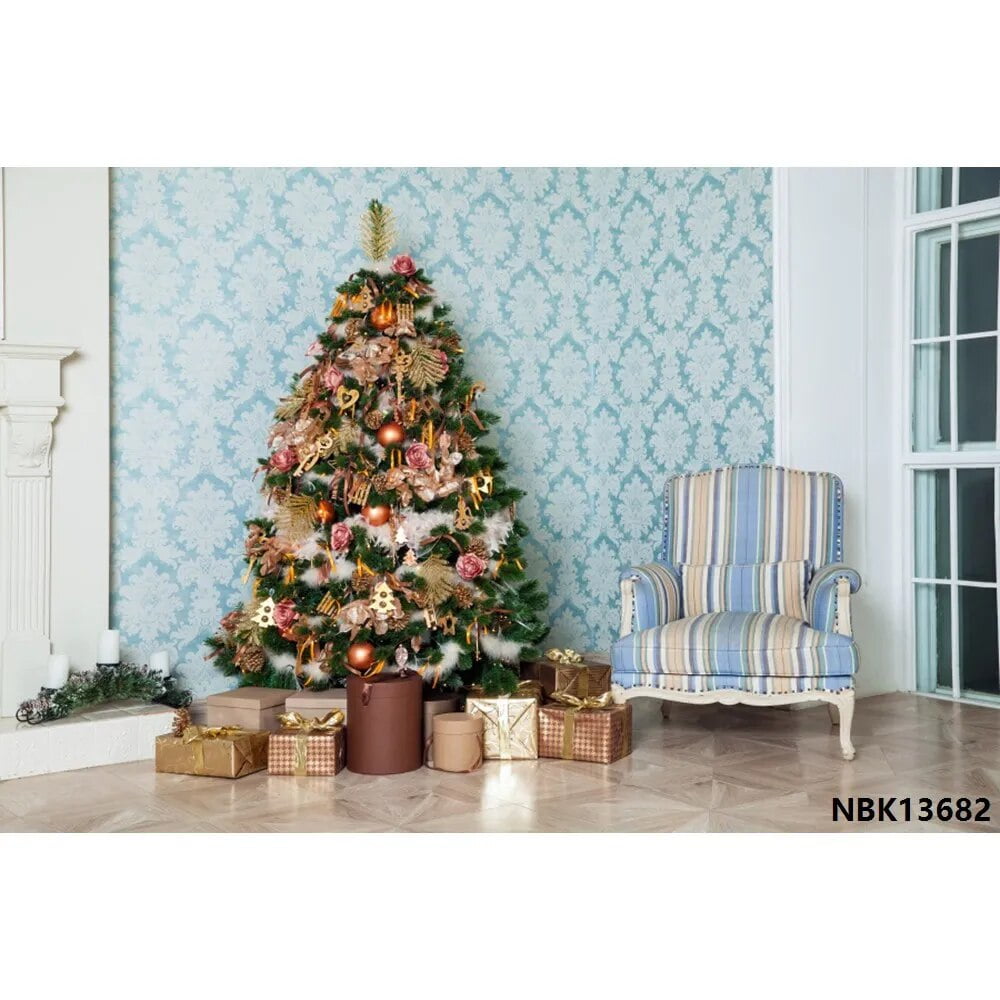 Christmas Backdrops Fireplace Sofa Gifts Lights Tree Photography ...