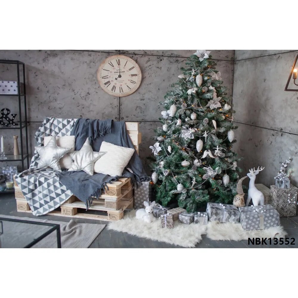 Christmas Backdrops Fireplace Sofa Gifts Lights Tree Photography ...