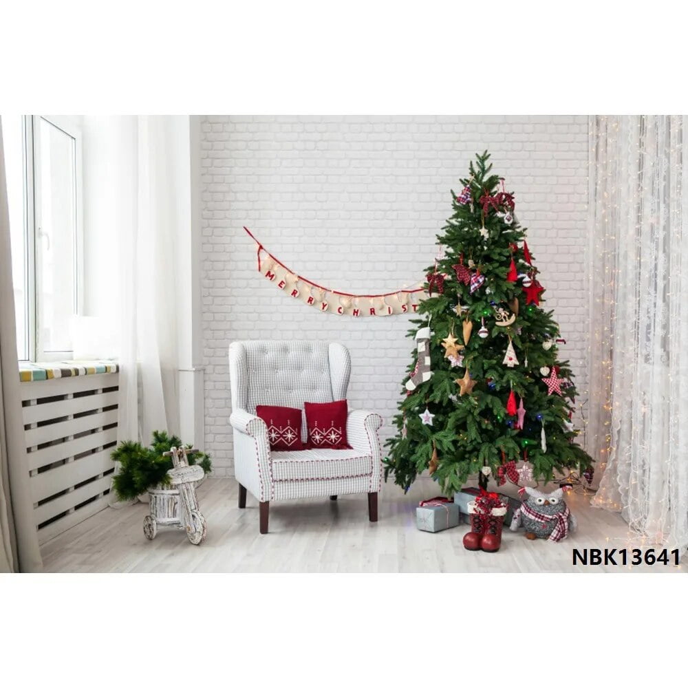 Christmas Backdrops Fireplace Sofa Gifts Lights Tree Photography ...