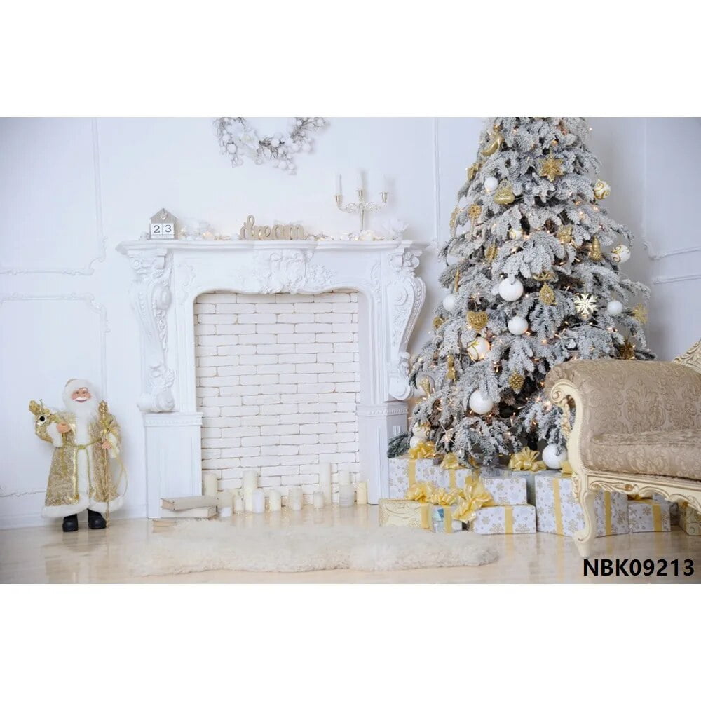 Christmas Backdrops Fireplace Sofa Gifts Lights Tree Photography ...