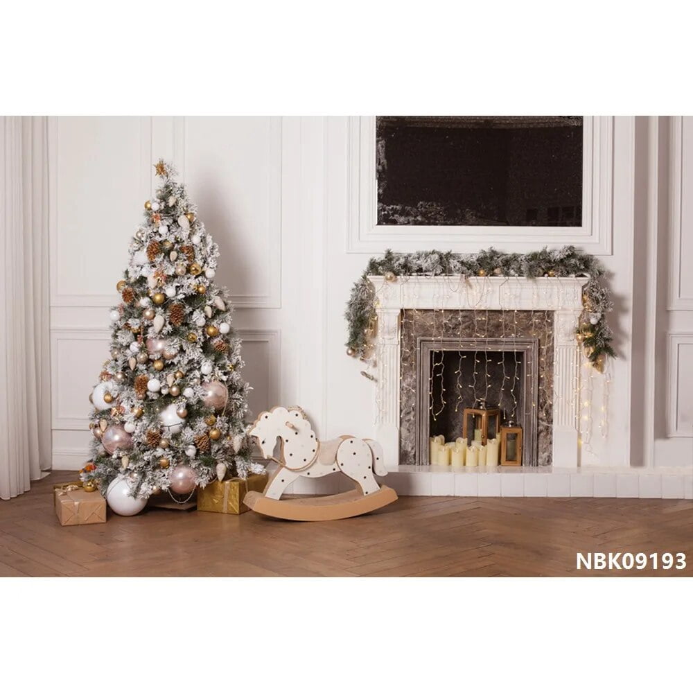 Christmas Backdrops Fireplace Sofa Gifts Lights Tree Photography ...