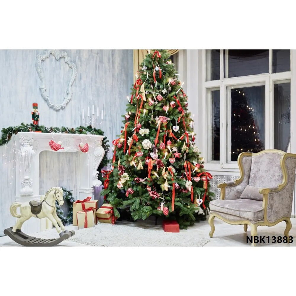 Christmas Backdrops Fireplace Sofa Gifts Lights Tree Photography ...