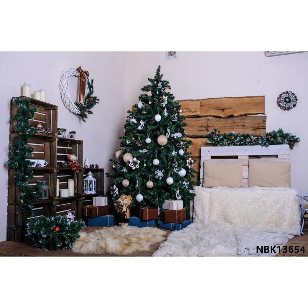 Christmas Backdrops Fireplace Sofa Gifts Lights Tree Photography ...