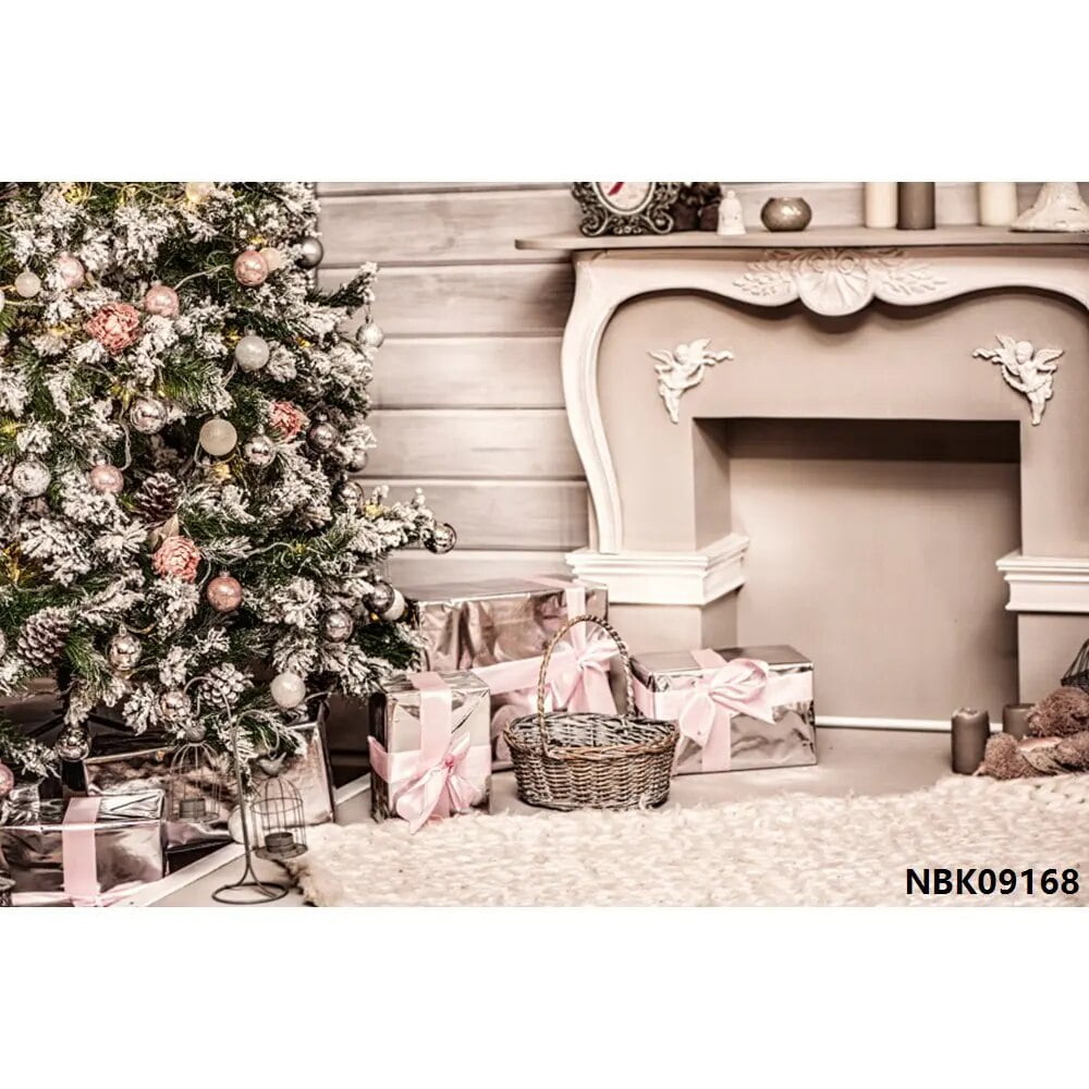 Christmas Backdrops Fireplace Sofa Gifts Lights Tree Photography ...
