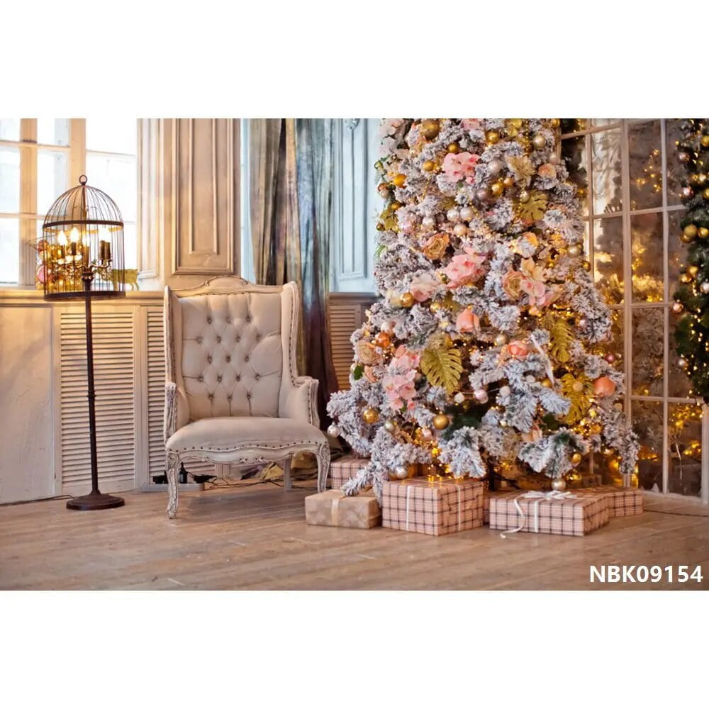 Christmas Backdrops Fireplace Sofa Gifts Lights Tree Photography ...